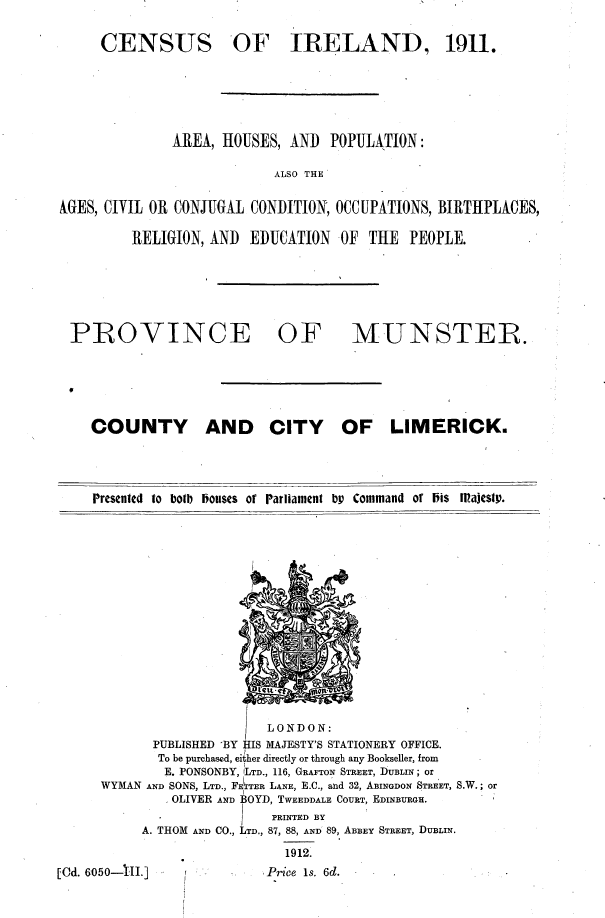 Census Reports: County Limerick 1911 - Irish Family History Centre