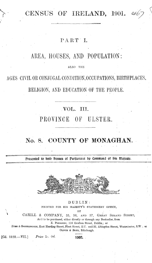 Census Reports: County Monaghan 1901 - Irish Family History Centre