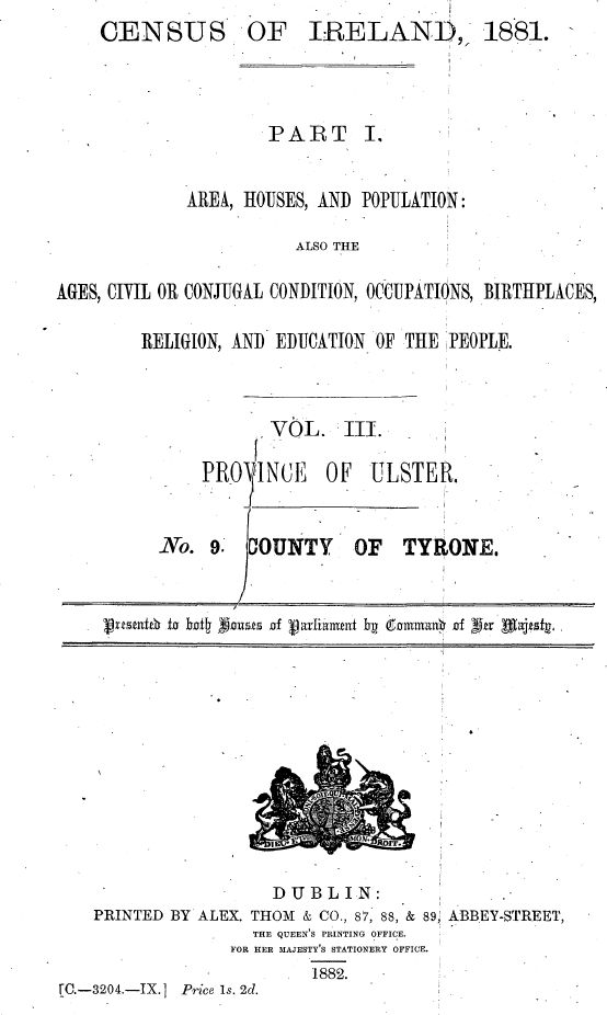 Census Reports: County Tyrone 1881 - Irish Family History Centre