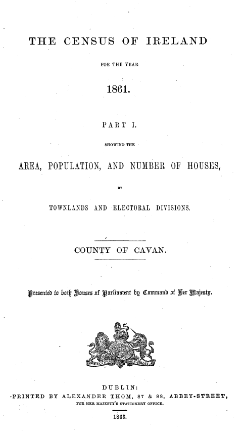 Census Reports: Cavan 1861 - Irish Family History Centre