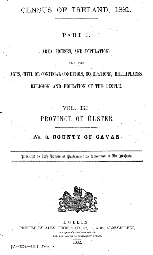 Census Reports: Cavan 1881 - Irish Family History Centre