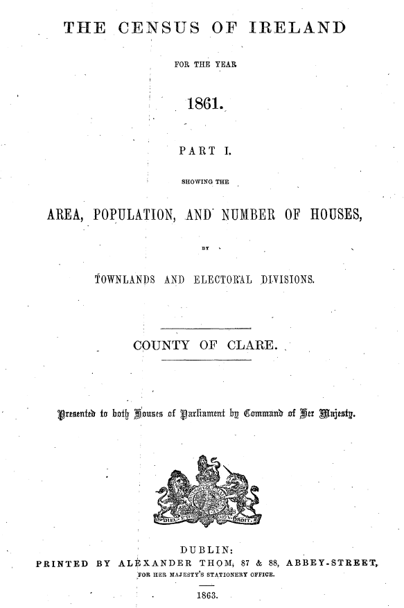 Census Reports: Clare 1861 - Irish Family History Centre
