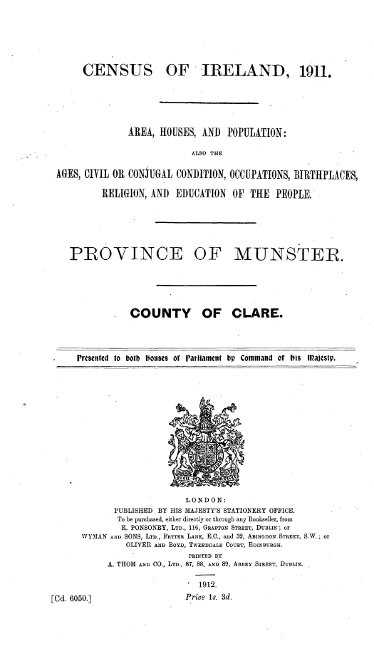 Census Reports: Clare 1911 - Irish Family History Centre