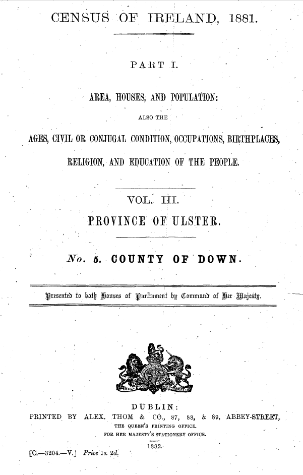 Census Reports: Down 1881 - Irish Family History Centre