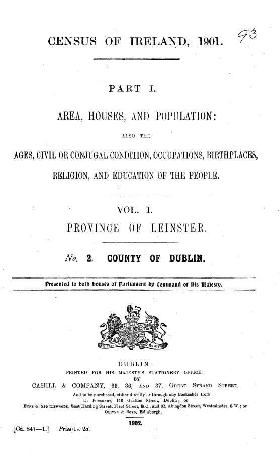 Census Reports: Dublin County 1901 - Irish Family History Centre