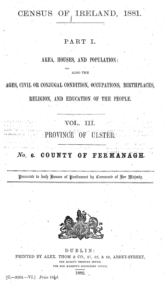 Census Reports: Fermanagh 1881 - Irish Family History Centre