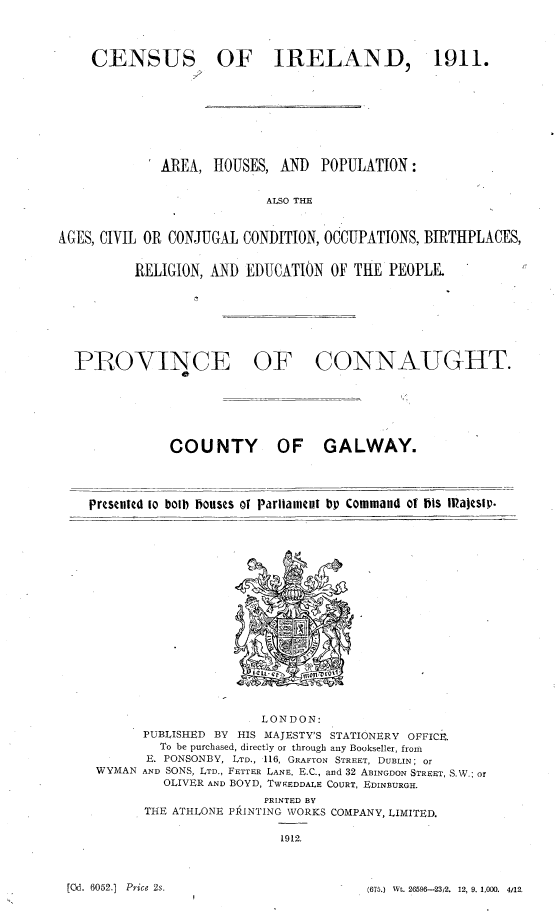 Census Reports: Galway 1911 - Irish Family History Centre