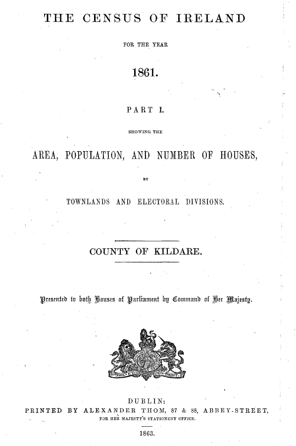 Census Reports: Kildare 1861 - Irish Family History Centre