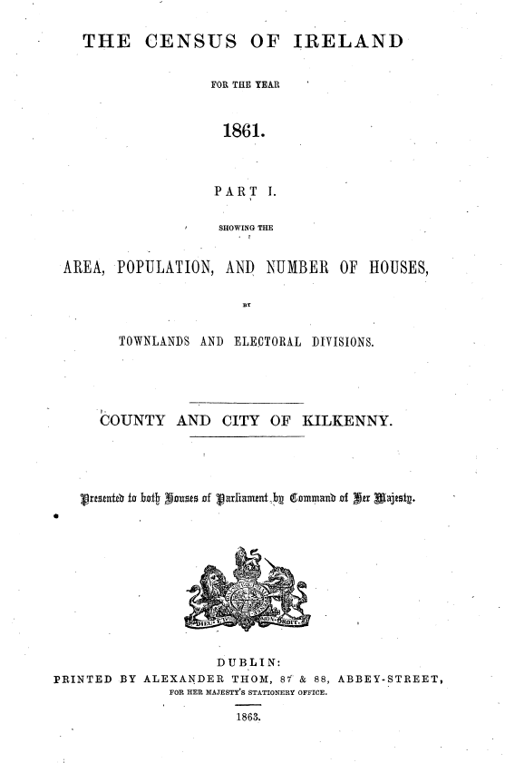 Census Reports: Kilkenny 1861 - Irish Family History Centre