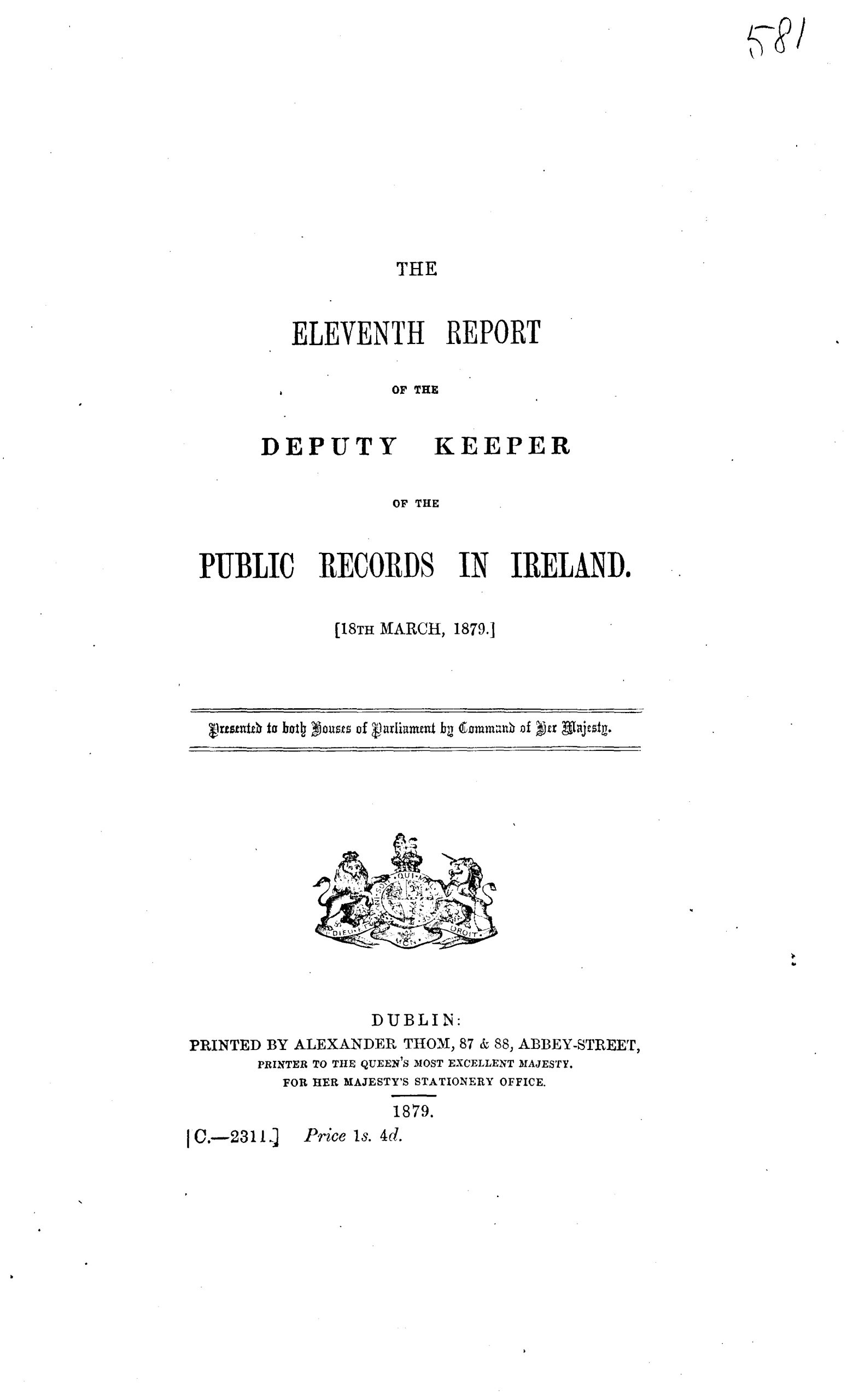The Eleventh Report of the Deputy Keeper of the Public Records in ...